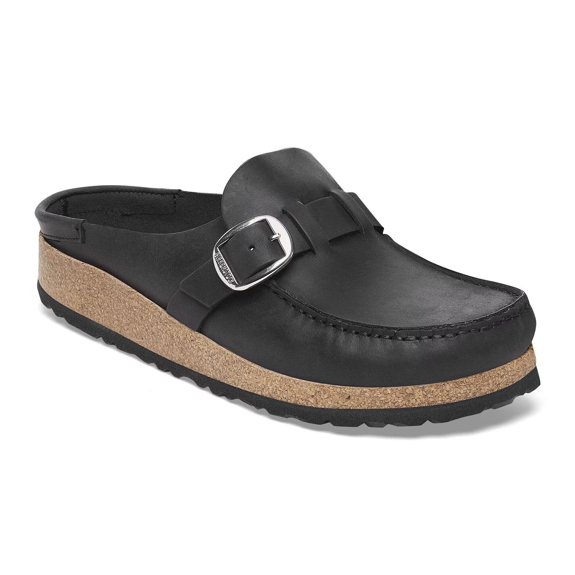 Birkenstock Women's Buckley Oiled Leather Regular Fit Moccasin Clog Bl ...